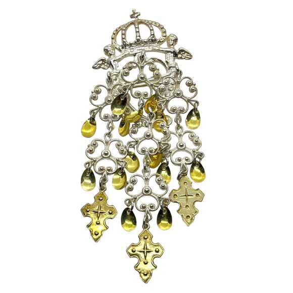 Vintage | Jewelry | Norway Solje Pin Brooch Crown Cross Silver Gold ...